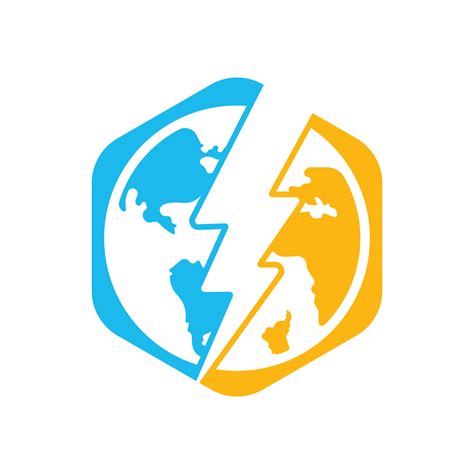 Globe And Thunder Vector Logo Icon Template Thunder World Vector Logo