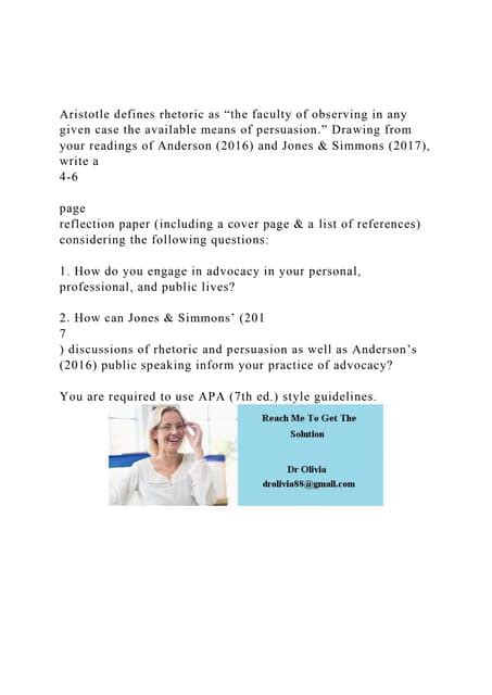 Aristotle Defines Rhetoric As The Faculty Of Observing In Any G Docx