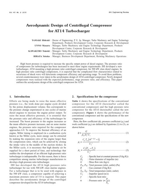 Aerodynamic Design Of Centrifugal Compressor Download Free Pdf Turbocharger Gas Compressor