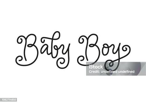 흰색 배경에 고립 Monoline 스타일에서 블랙에서 아기의 현대 서 예 글자 검은색에 대한 스톡 벡터 아트 및 기타 이미지 검은색 그리기 디자인 Istock