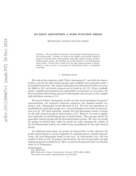 Pdf On Kims Assumption A Over Function Fields