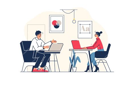 Premium Vector Creative Agency Concept In Flat Line Design With
