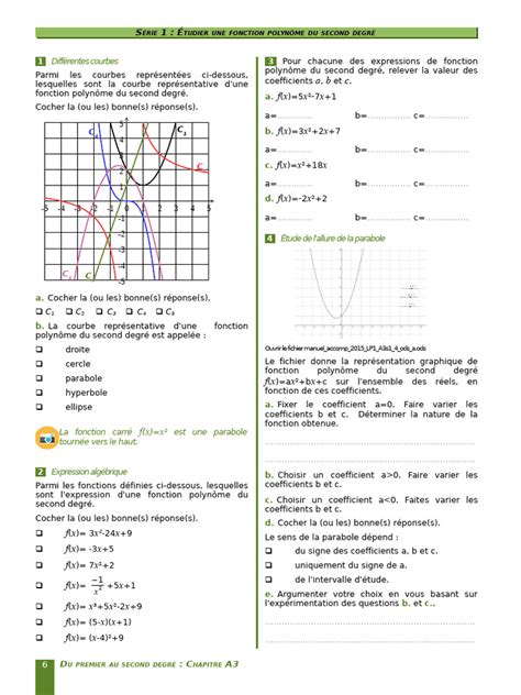 1 Étudier Une Fonction PolynÔme Du Second DegrÉ En 1ère S Pdf