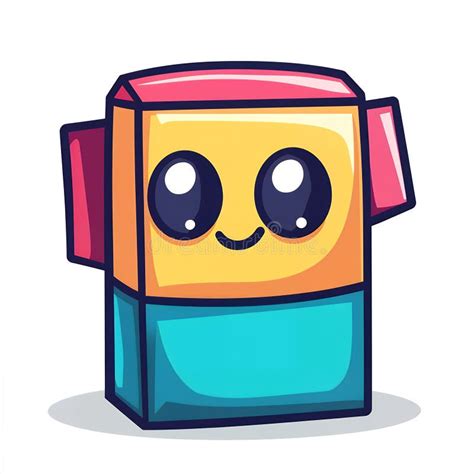 Adorable Cartoon Robot Illustration Cheerful Boxy Design Happy Digital Character Cute Friendly