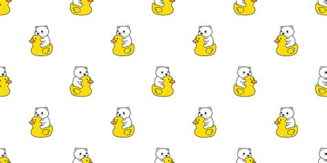 곰 극지 원활한 패턴 오리 고무 수영 반지 풍선 플라밍고 테디 만화 낙서 벡터 선물 포장지 타일 배경 반복 벽지 스카프 격리 된 일러스트 디자인 고무에 대한 스톡 벡터 아트