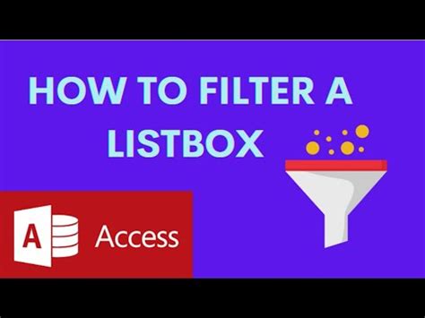 How To Filter A Listbox In Microsoft Access Full Tutorial For Beginners Youtube