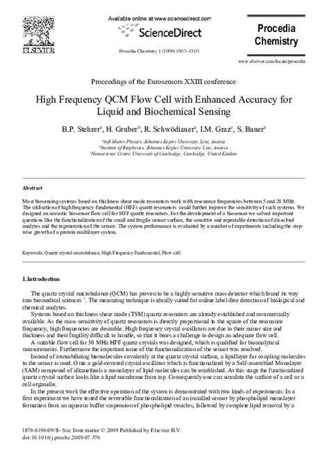 Pdf High Frequency Qcm Flow Cell With Enhanced Accuracy For Liquid