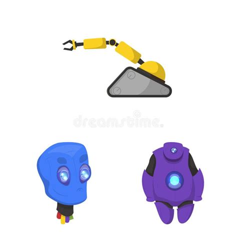 Vector Illustration Of Robot And Factory Sign Set Of Robot And Space