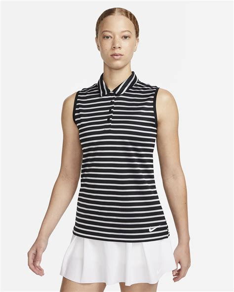 Nike Dri Fit Victory Womens Striped Sleeveless Golf Polo Nike Be