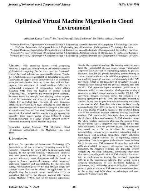 Pdf Optimized Virtual Machine Migration In Cloud Environment
