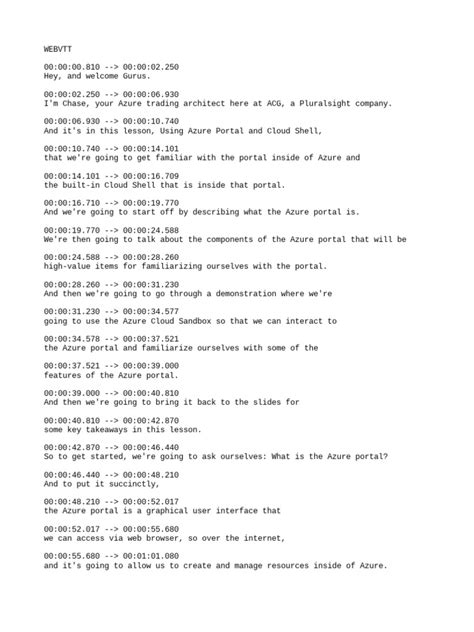 using the azure portal and cloud shell vtt pdf microsoft azure