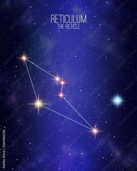 Reticulum The Reticle Constellation Map On A Starry Space Background Stars Relative Sizes And