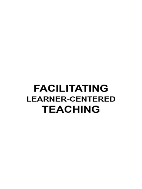 Facilitating Learner Centered Teaching Pdf Learning Metacognition