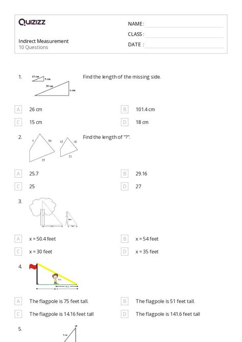 Measurement Worksheets For Th Grade On Quizizz Free Printable
