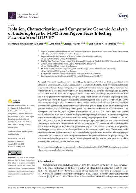 Pdf Isolation Characterization And Comparative Genomic Analysis Of Bacteriophage Ecmi 02
