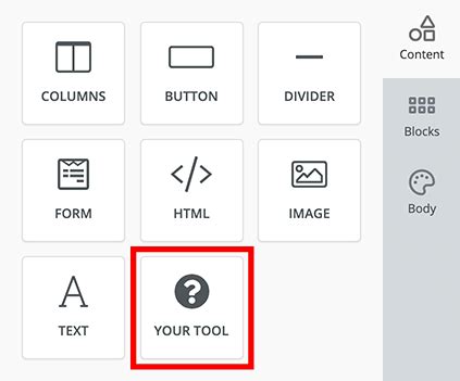 Custom Tools Unlayer Docs
