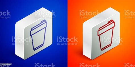 파란색과 주황색 배경에 격리 된 등색 라인 피트니스 셰이커 아이콘 물과 단백질 칵테일뚜껑이 있는 스포츠 셰이커 병 실버 스퀘어 버튼 벡터 건강한 생활방식에 대한 스톡 벡터