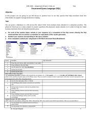 Assignment Project 1 SQL A Docx INFS 3390 Assignment Project 1 SQL A SQL Structured Query