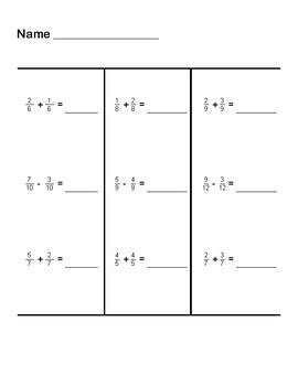 Adding And Subtracting Fractions With Like Denominators By Nulu Press