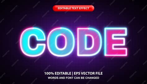 Premium Vector Code Editable Text Effect Template Glowing Neon Light Effect Font Style