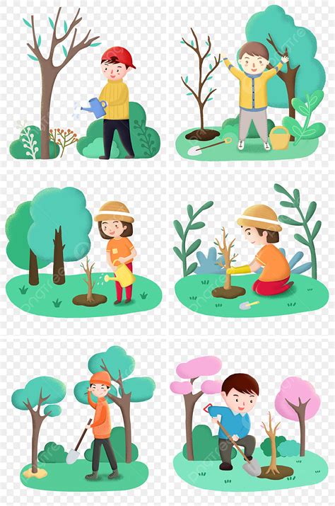 식목일 일러스트 콜렉션 만화 그림 트리 나무 심기 레이션 Png 일러스트 및 Psd 이미지 무료 다운로드 Pngtree