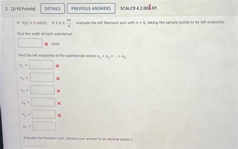 Solved If Fx2cosx0≤x≤43π Evaluate The Left Riemann