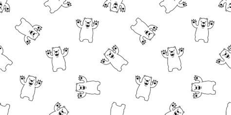 테 디 만화 그림 배경 반복 벽지 원활한 패턴 북극곰 벡터 스카프 고립 된 팬더 곰 0명에 대한 스톡 벡터 아트 및 기타 이미지