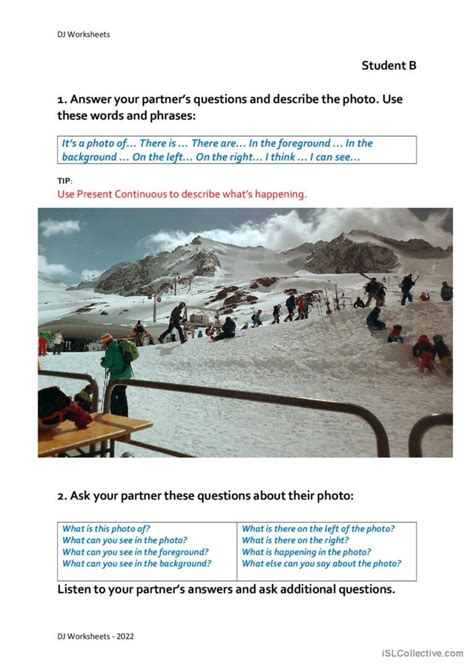 Describe The Photo 28 General Voca English Esl Worksheets Pdf And Doc