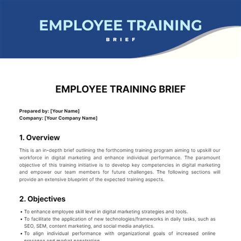 Free Employee Training Brief Template To Edit Online