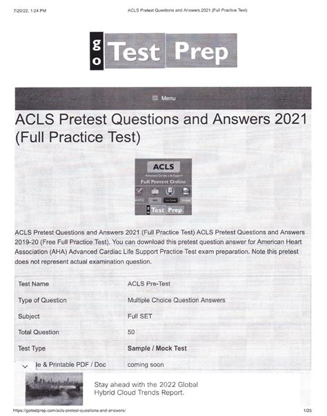 Solution Acls Full Practice Test Questions And Answers For Nursing