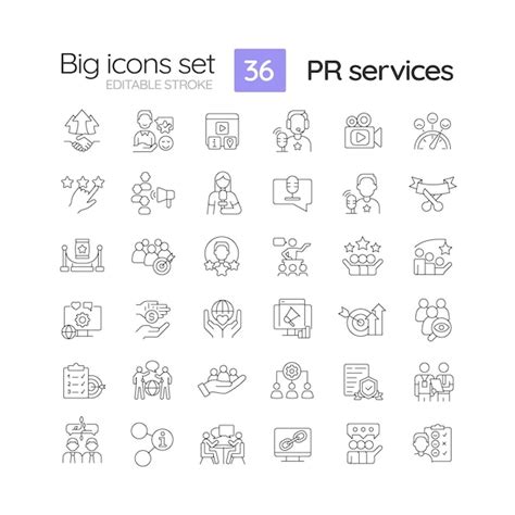 Premium Vector Pr Services Linear Icons Set
