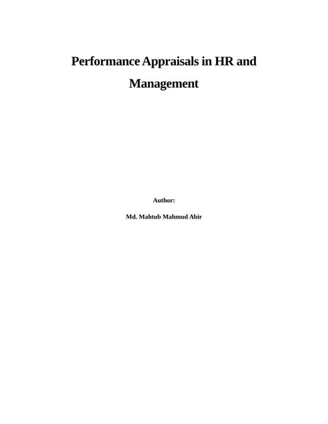 Pdf Performance Appraisals In Hr And Management 1