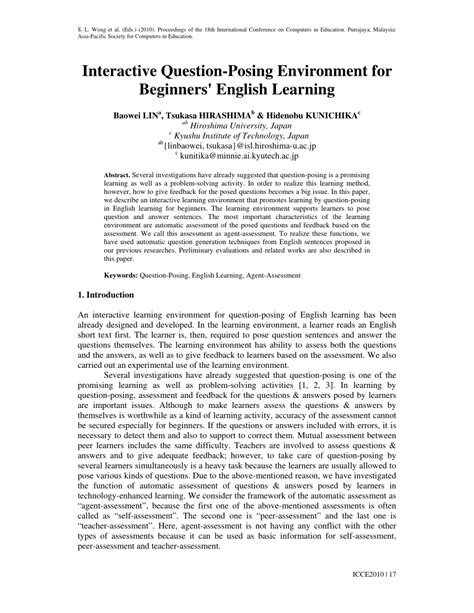 Pdf Interactive Question Posing Environment For Beginners English Learning