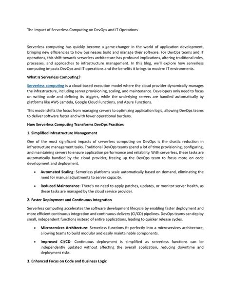 Ppt The Impact Of Serverless Computing On Devops And It Operations