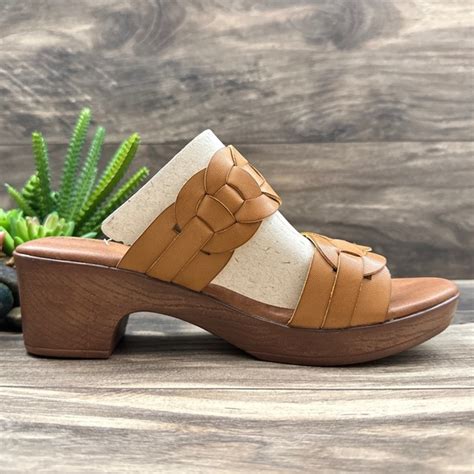 Boc Shoes Nib Boc By Born Jillian Block Heel Double Strap Slide Sandal Pu Tan 9m Poshmark