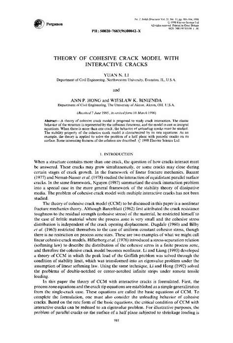 Pdf Theory Of Cohesive Crack Model With Interactive Cracks Dokumentips