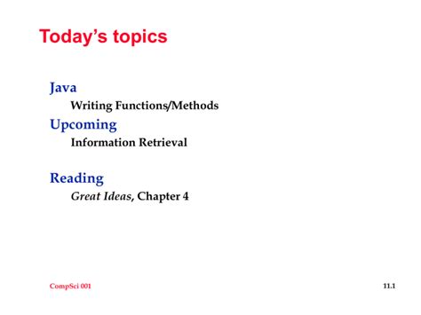 Todays Topics Java Upcoming Reading