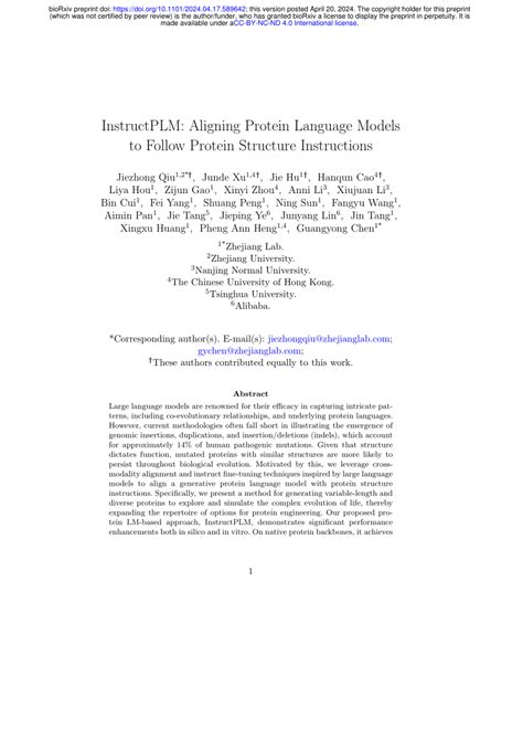 Pdf Instructplm Aligning Protein Language Models To Follow Protein Structure Instructions