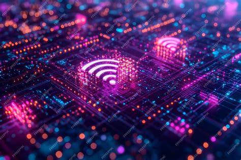 3d Illustration Of Wireless Network Symbol On Circuit Board Technology