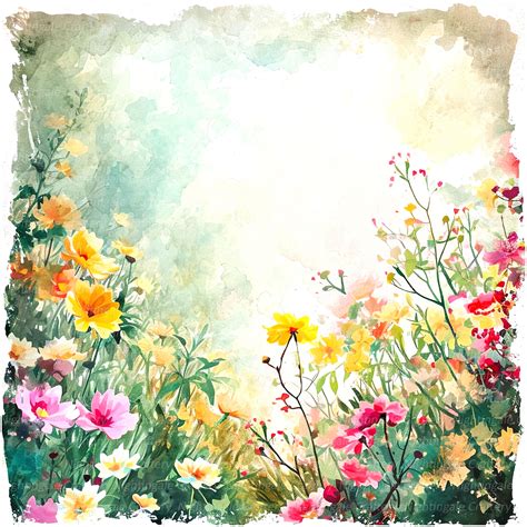 14 Spring Flowers Background Clipart Digital Clipart Watercolor