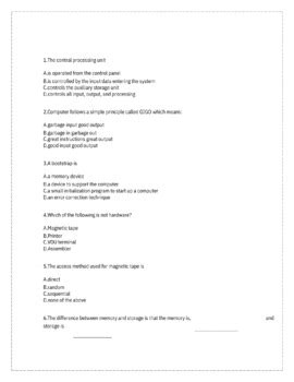 Computer Basics Quiz Question By Mr Simmonds TPT