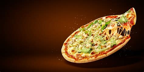 개념 홍보 전단지와 포스터 레스토랑 또는 피자 맛 있는 맛 피자 시저 샐러드 모 짜 렐 라 치즈 체리 토마토 템플릿과 텍스트 복사 공간에 대 한 0명에 대한 스톡 사진 및