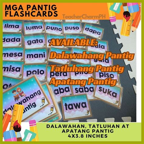 Dalawahan Tatluhan At Apatang Pantig Na Salita Flashcards 60 Pcs Panimulang Pagbasa Sa Filip