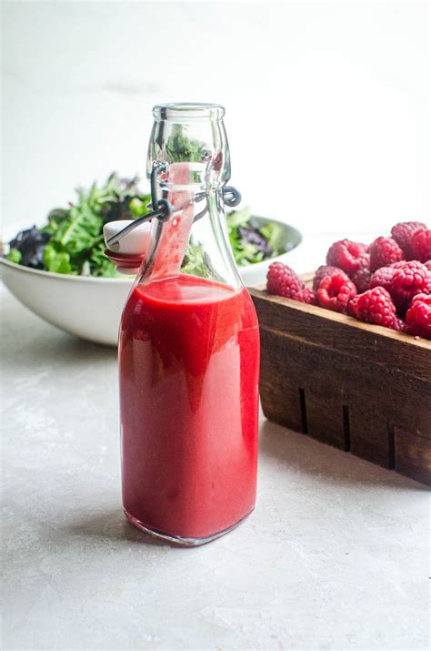 Red Raspberry Vinaigrette Dressing Food Above Gold
