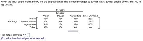 solved given the input output matrix below find the output