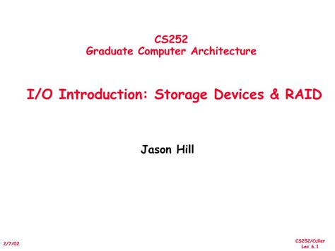 Ppt Cs252 Graduate Computer Architecture Io Introduction Storage Devices And Raid Powerpoint