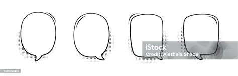 검은색 하프톤 그림자로 설정된 복고풍 빈 만화 말풍선 벡터 일러스트레이션 빈티지 디자인 팝 아트 스타일 검은색에 대한 스톡 벡터 아트 및 기타 이미지 Istock