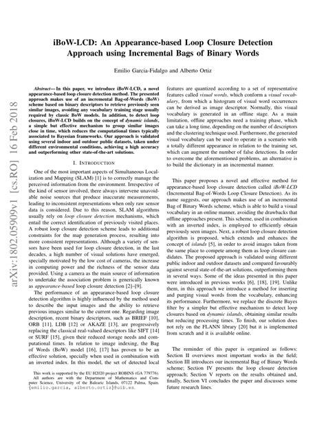 Pdf Ibow Lcd An Appearance Based Loop Closure Detection Approach