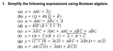 Solved Simplify The Following Expressions Using Boolean Chegg