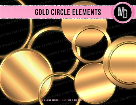Gold Circle Elements Png Files Gold Clipart Files Glam Circles Clip